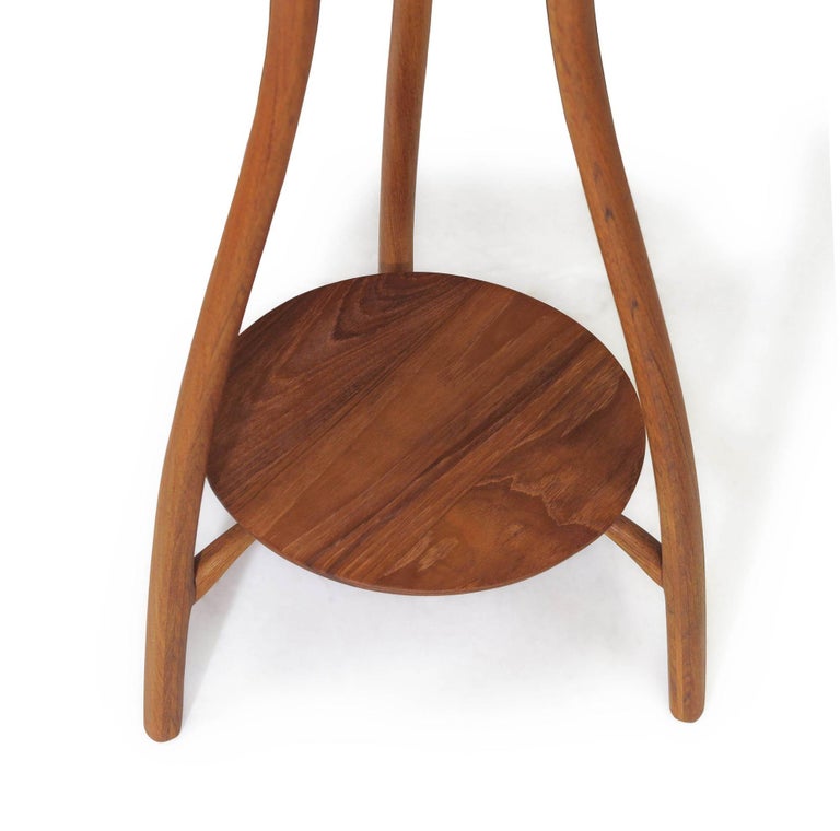 Handcrafted Mid-century Solid Teak Plant Stand For Sale at 1stDibs