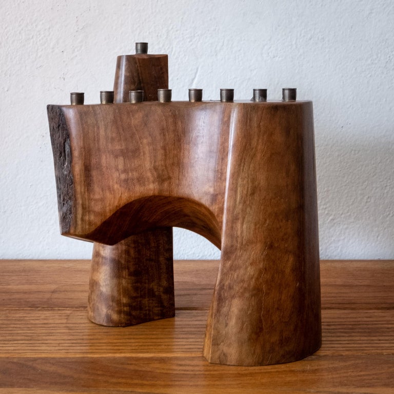 Handcrafted Modernist Wood Menorah at 1stDibs