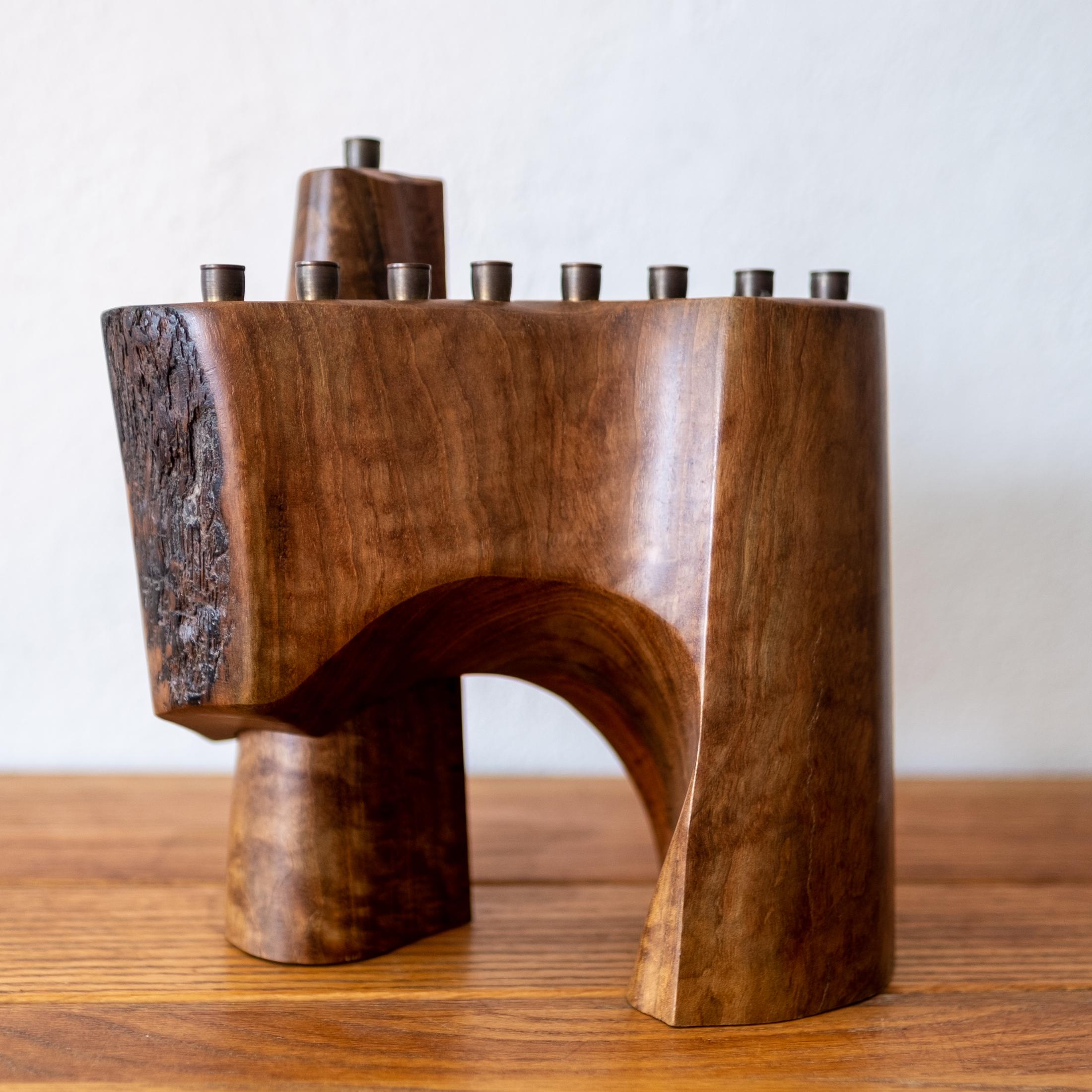 Handcrafted Modernist Wood Menorah at 1stDibs