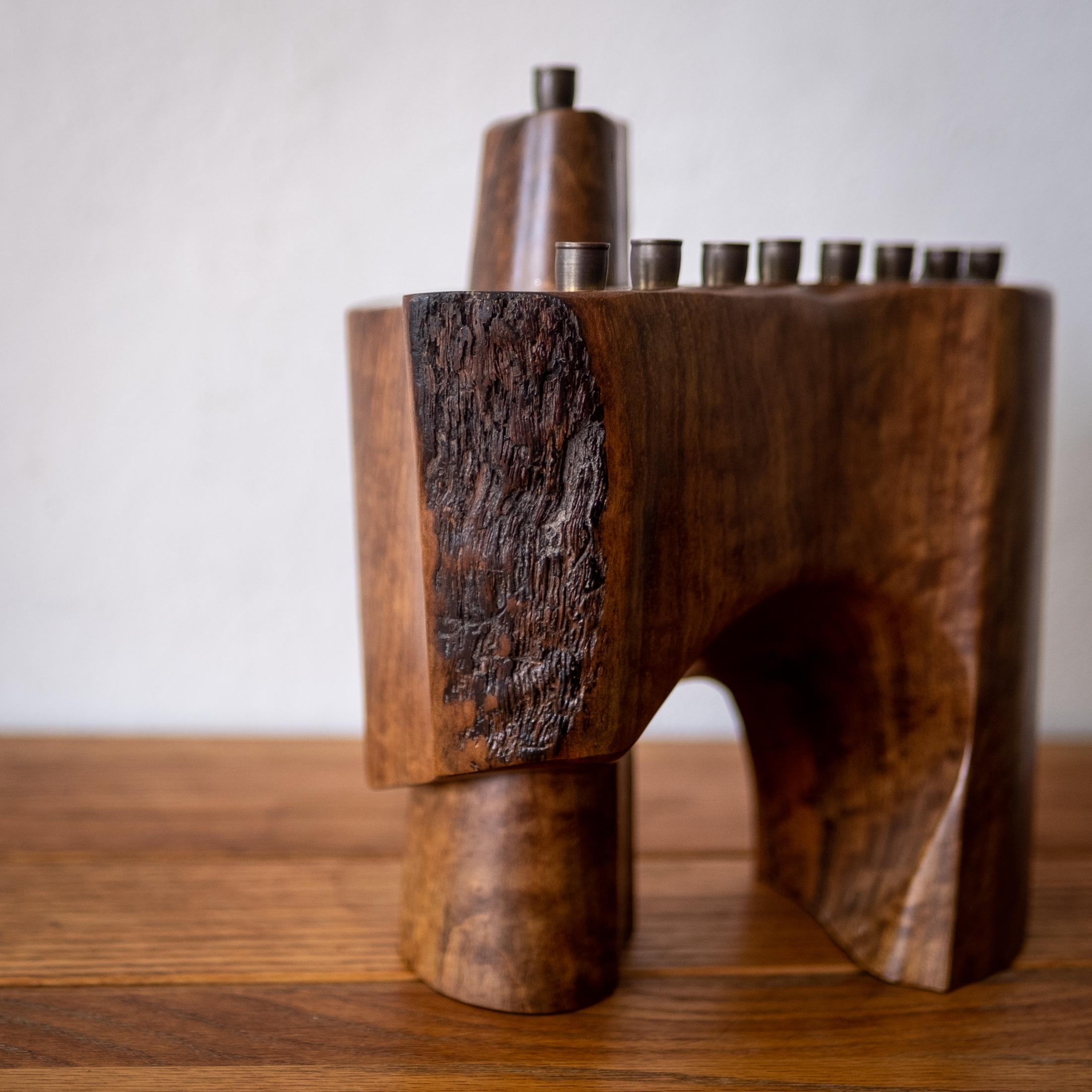 Handcrafted Modernist Wood Menorah at 1stDibs