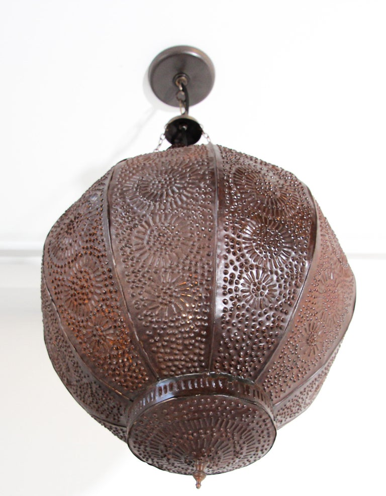 Handcrafted Moroccan Metal Orb Pendant, North Africa For Sale at ...