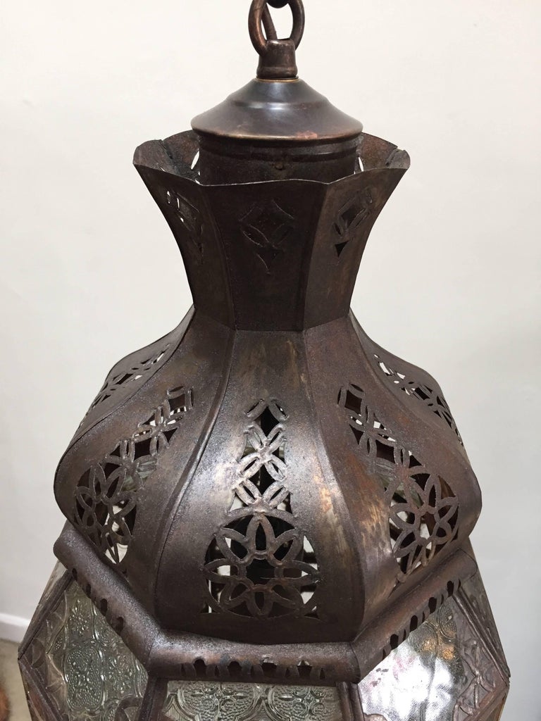 Handcrafted Moroccan Moorish Metal Filigree and Glass Lantern Pendant ...