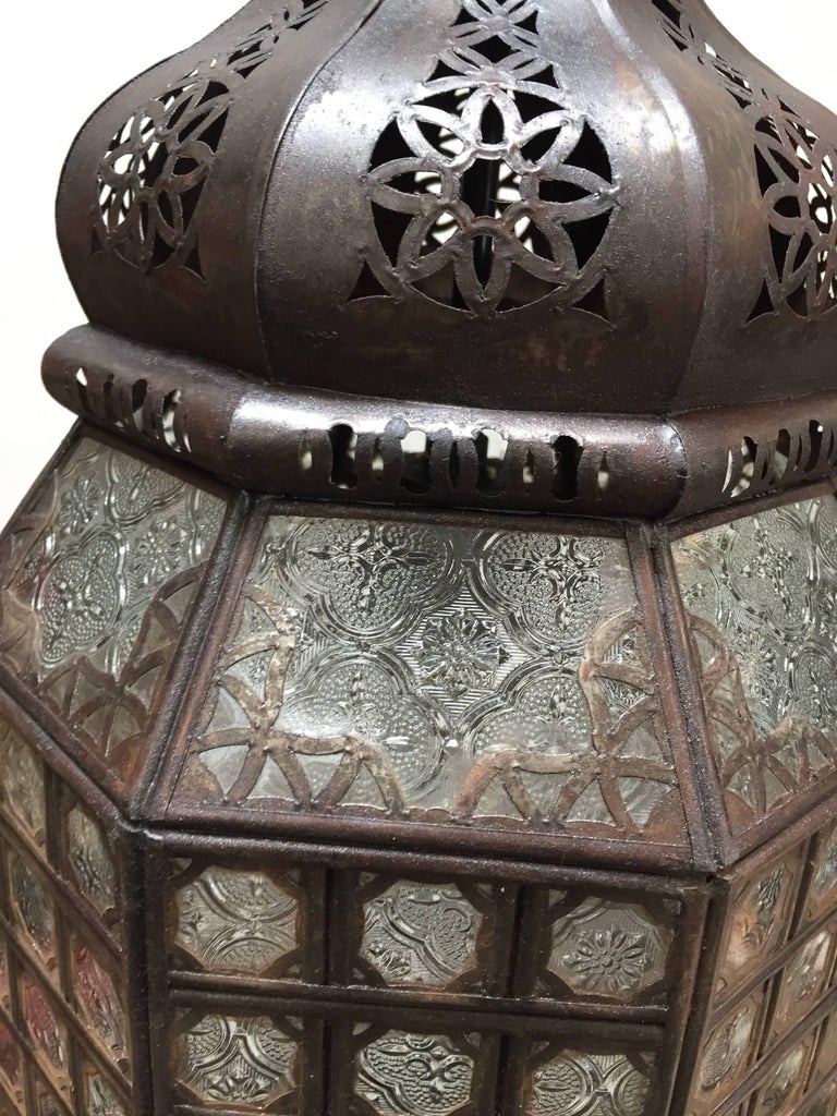 Handcrafted Moroccan Moorish Metal Filigree and Glass Lantern Pendant ...
