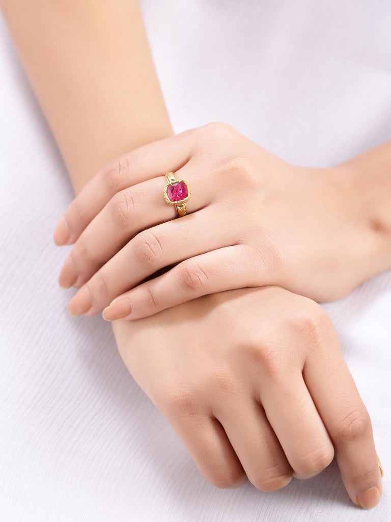 Handcrafted Natural Ruby Ring with Intricate Gold Detailing For Sale at ...