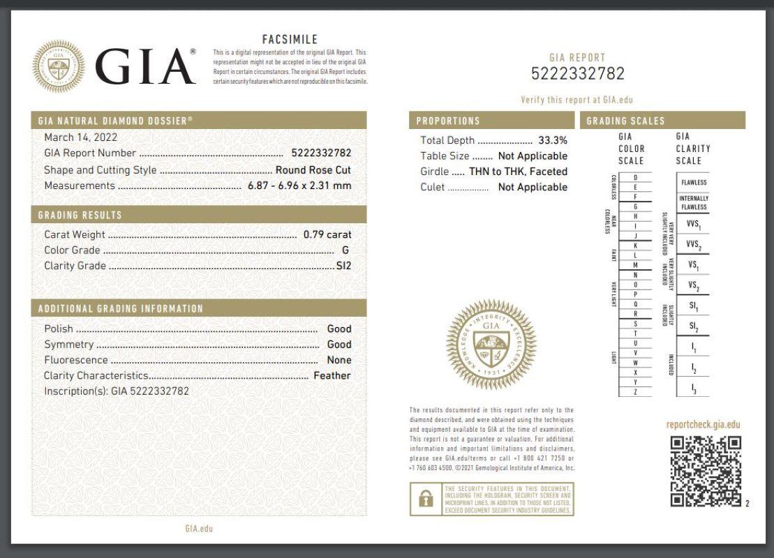 Handcrafted Naya Rose Cut Diamond Pendant by Single Stone For Sale at ...