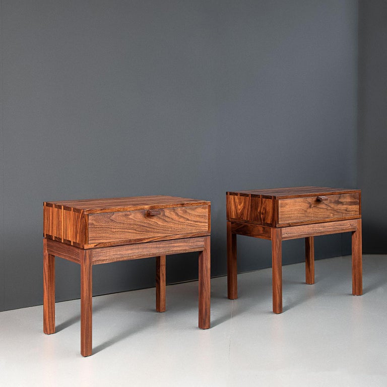 Handcrafted Night Stands, Walnut and Oak For Sale at 1stDibs