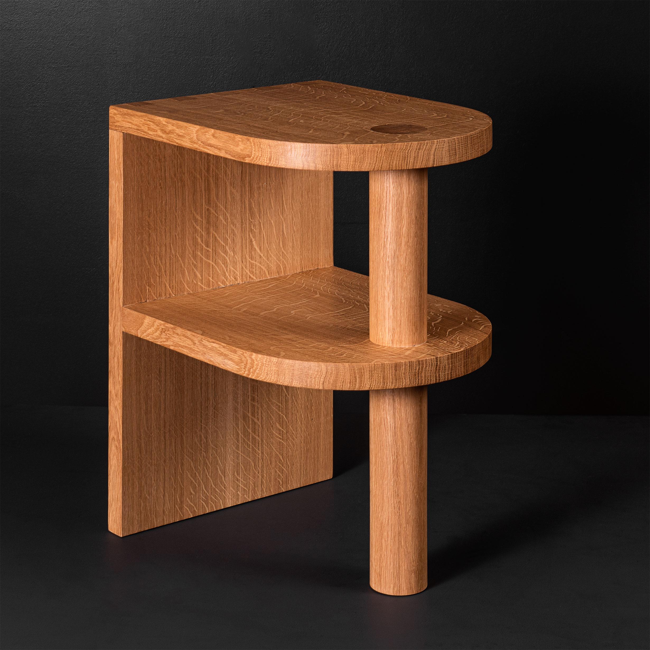 Handcrafted Oak and Walnut End Table For Sale at 1stDibs
