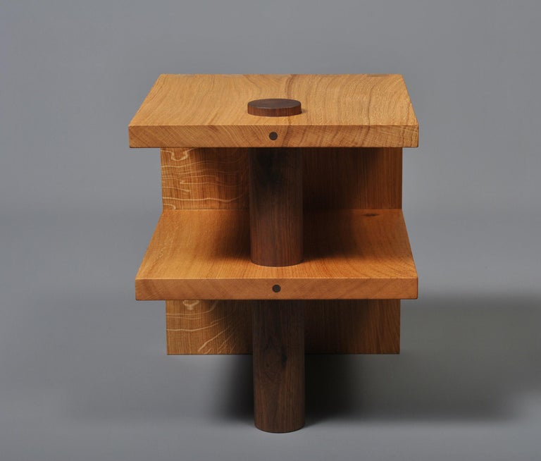 Handcrafted Oak and Walnut End Table For Sale at 1stDibs