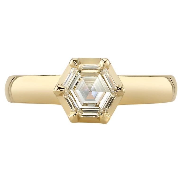 Handcrafted Odette Hexagonal Step Cut Diamond Ring by Single Stone For Sale at 1stDibs
