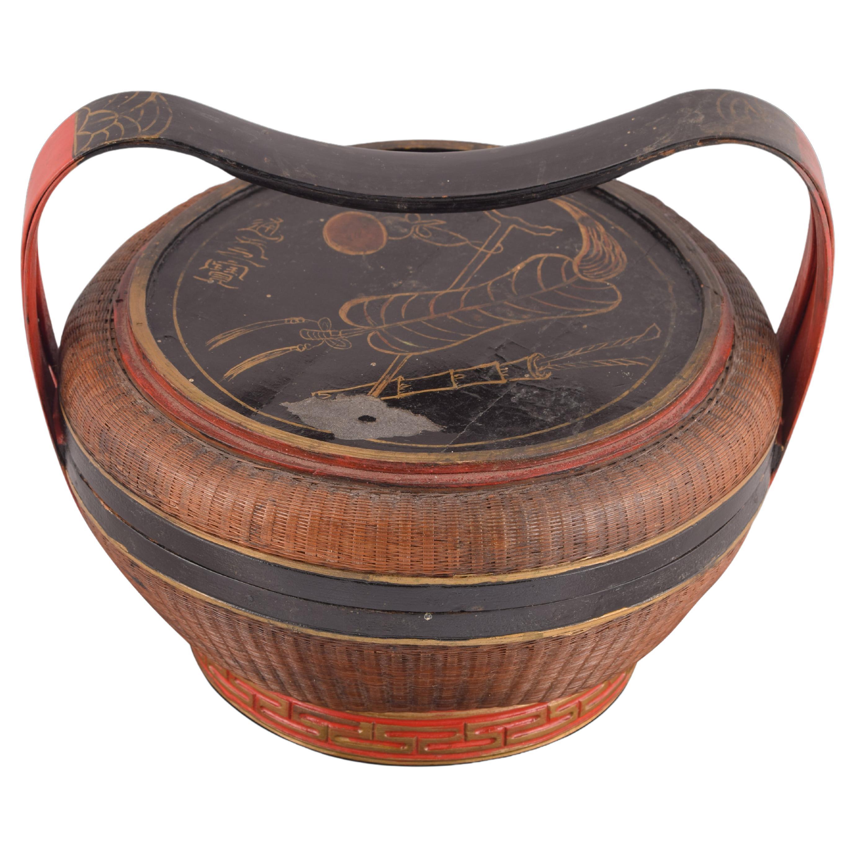 Handcrafted oriental basket. Vegetal fibers. Circa 1950. For Sale at ...