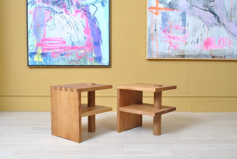 Handcrafted Pair of Architectural Pillar Stools For Sale at 1stDibs