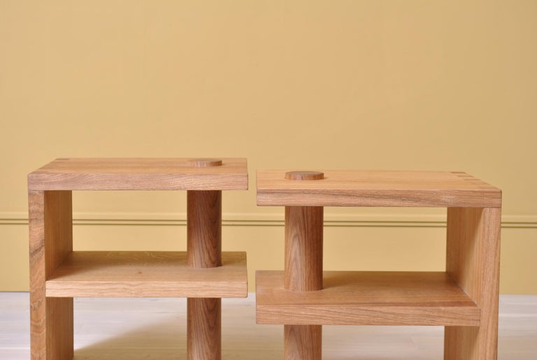 Handcrafted Pair of Architectural Pillar Stools For Sale at 1stDibs