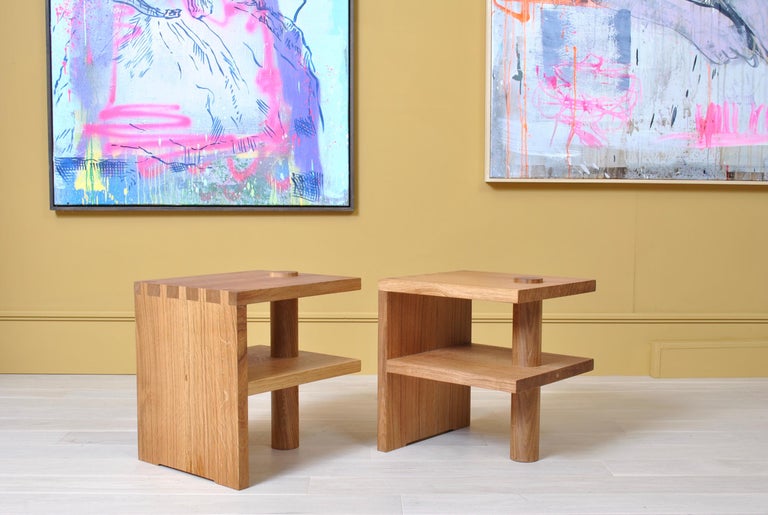 Handcrafted Pair of Architectural Pillar Stools For Sale at 1stDibs