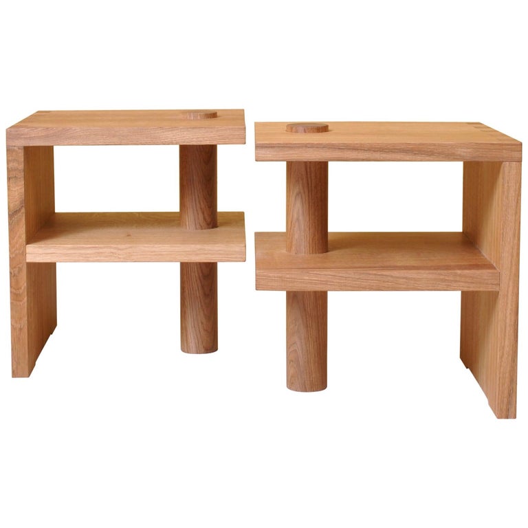 Handcrafted Pair of Architectural Pillar Stools For Sale at 1stDibs