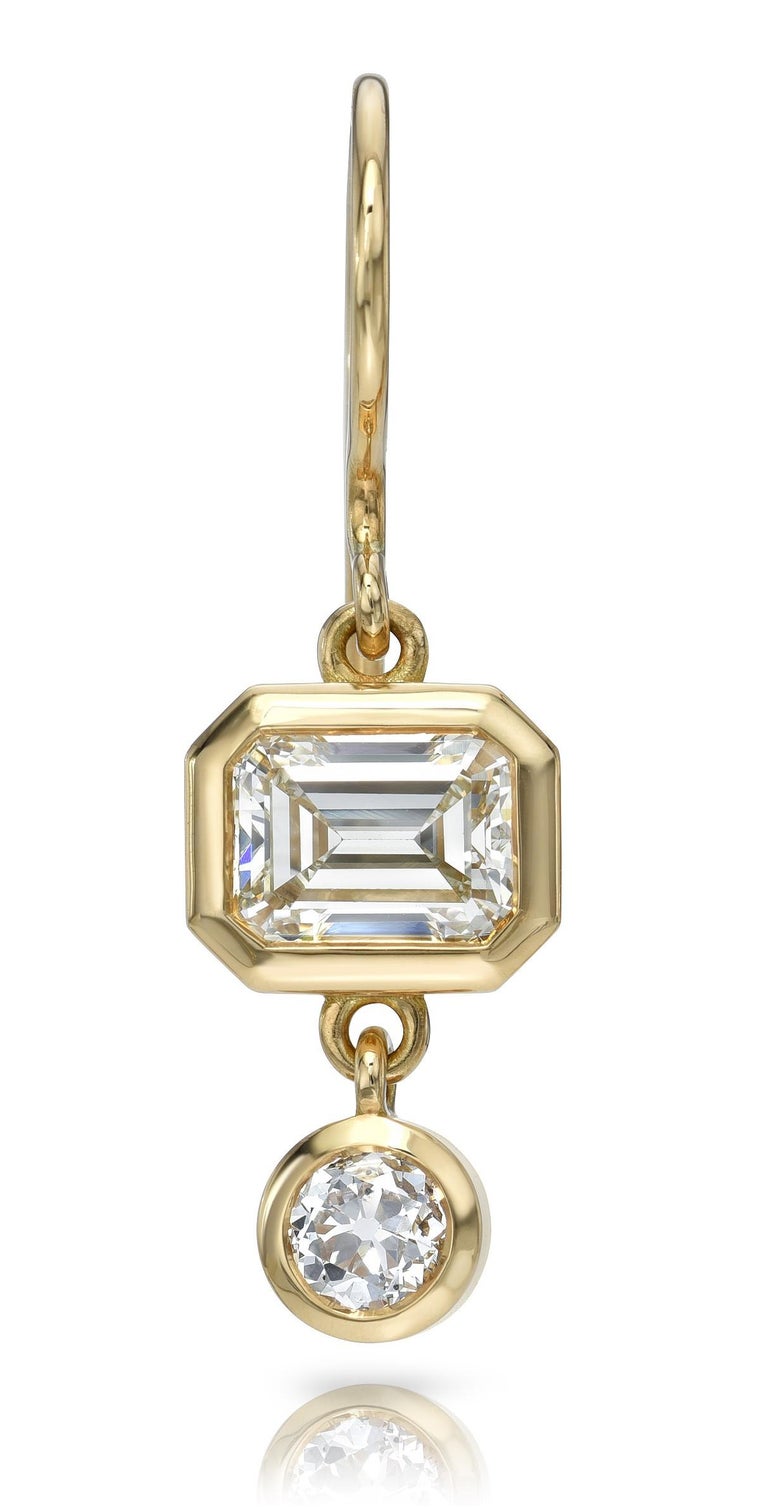 Handcrafted Paloma Mixed Cut Diamond Drop Earrings by Single Stone at ...