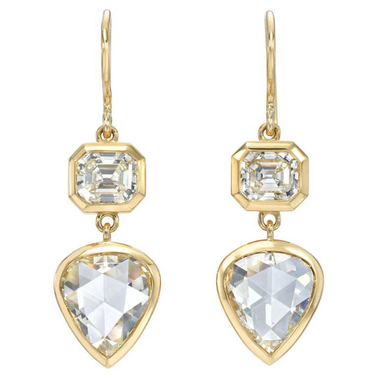 Handcrafted Paloma Mixed Cut Diamond Drop Earrings by Single Stone at ...