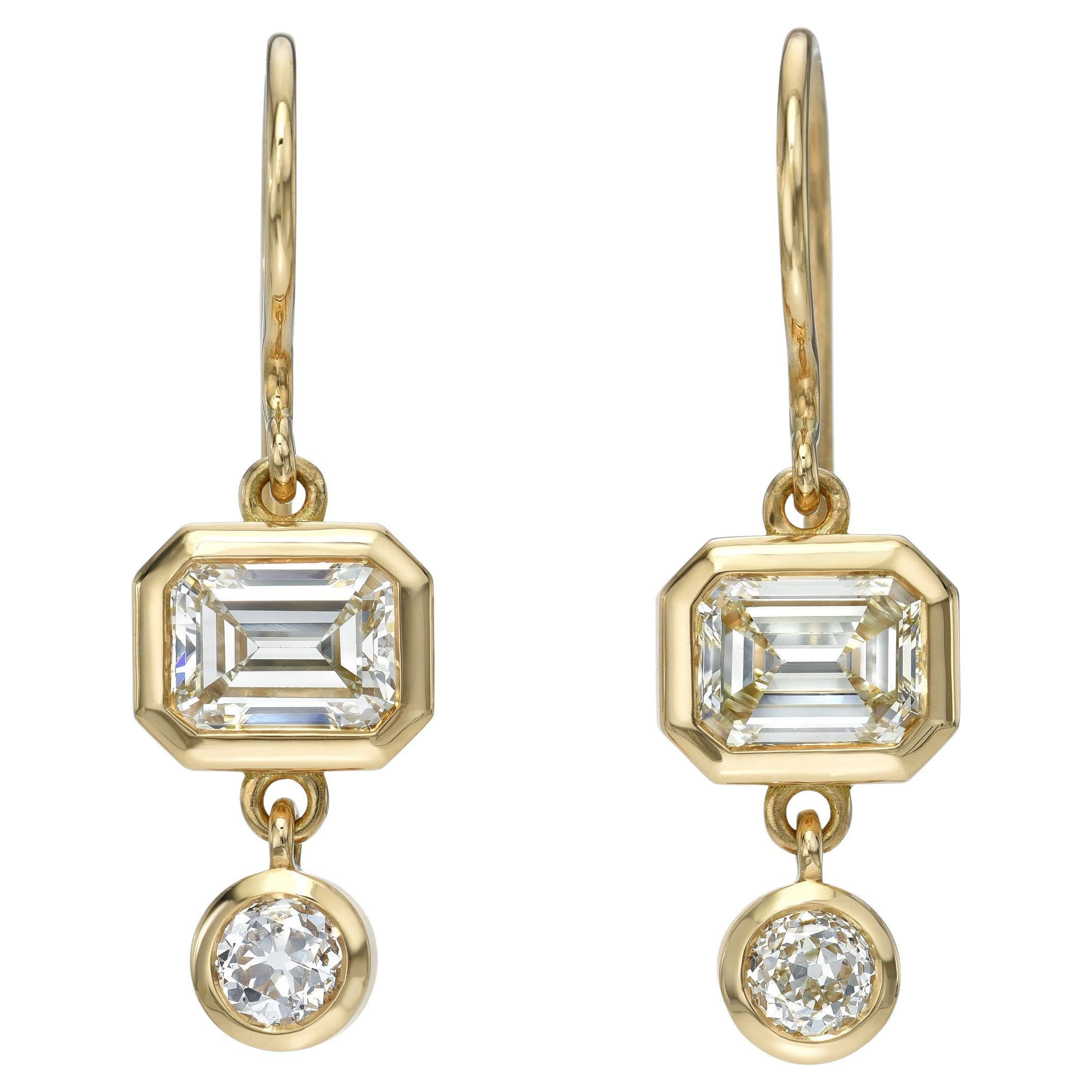 Handcrafted Paloma Emerald and Diamond Double Drop Earrings by Single ...