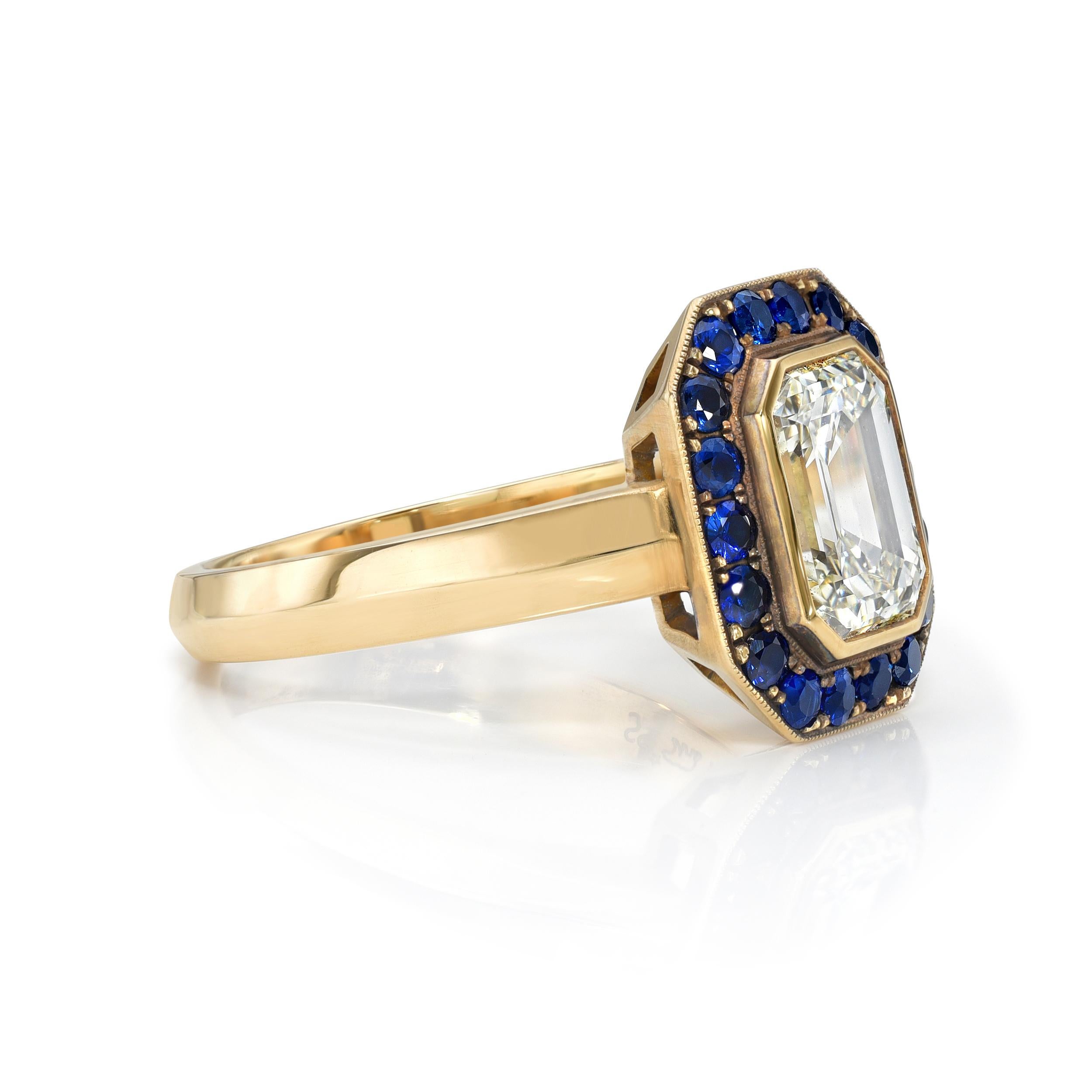 Handcrafted Pavé Maria Emerald Cut Diamond and Gemstone Ring by Single ...