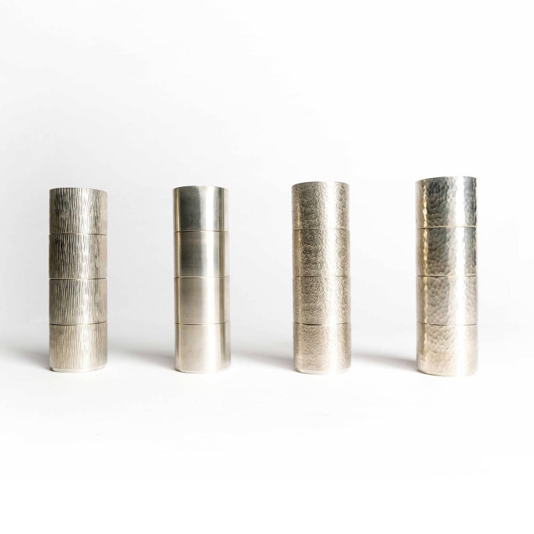 Handcrafted Pewter Sake, Set of 4 Cups For Sale at 1stDibs