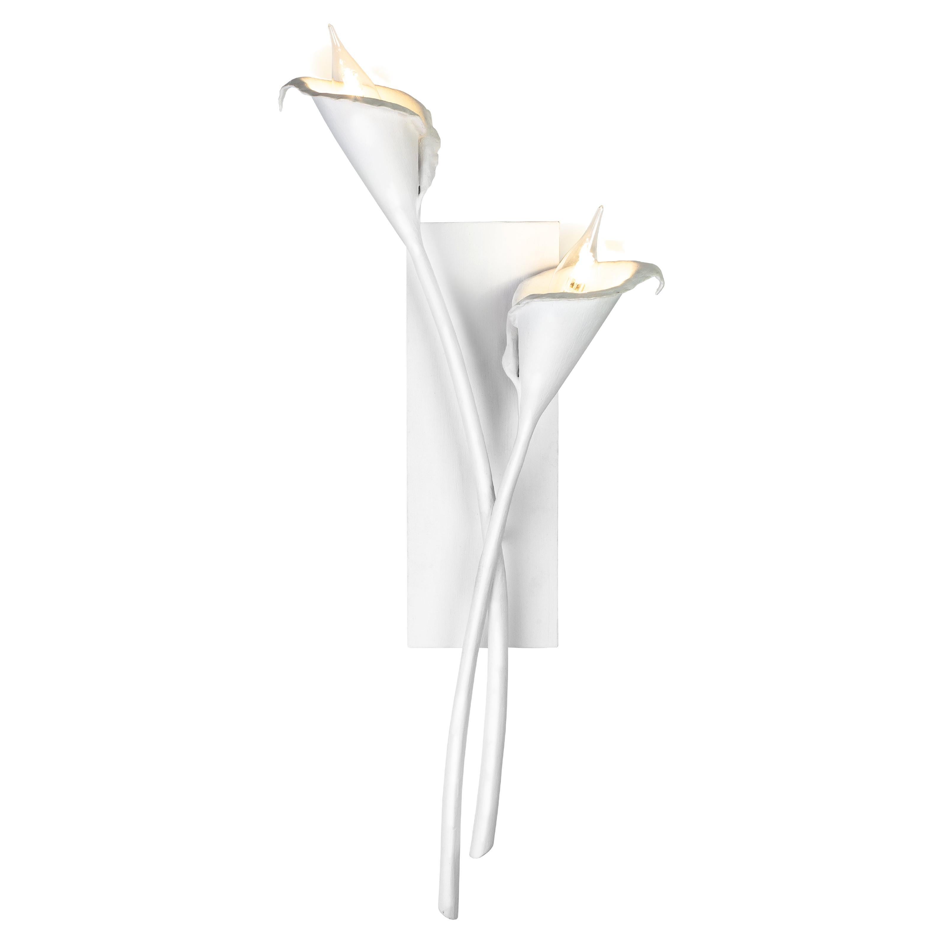 Handcrafted plaster, Calla Lily Wall Light Pair, Black Plaster Finish ...