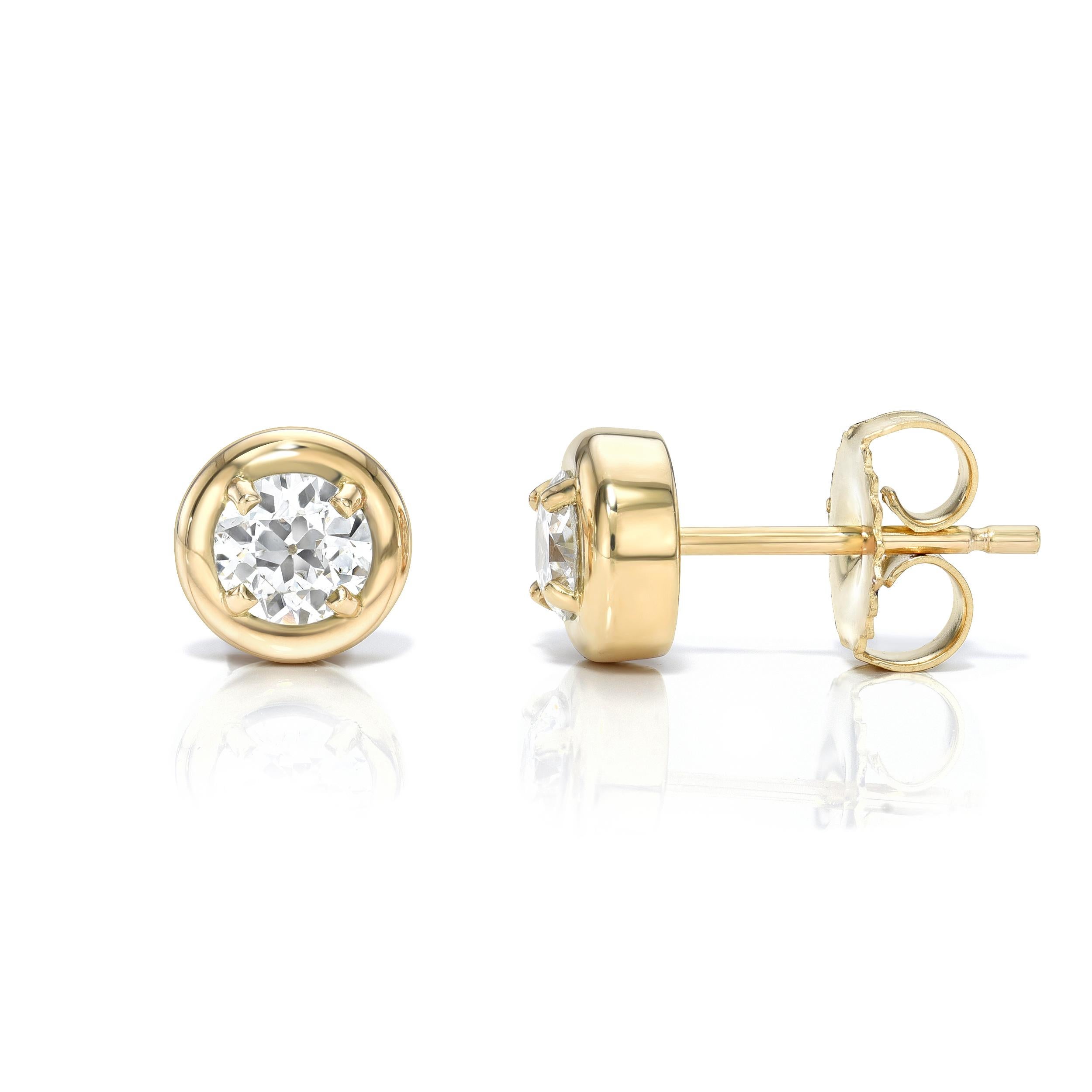 Handcrafted Randi Old European Cut Diamond Stud Earrings by Single ...