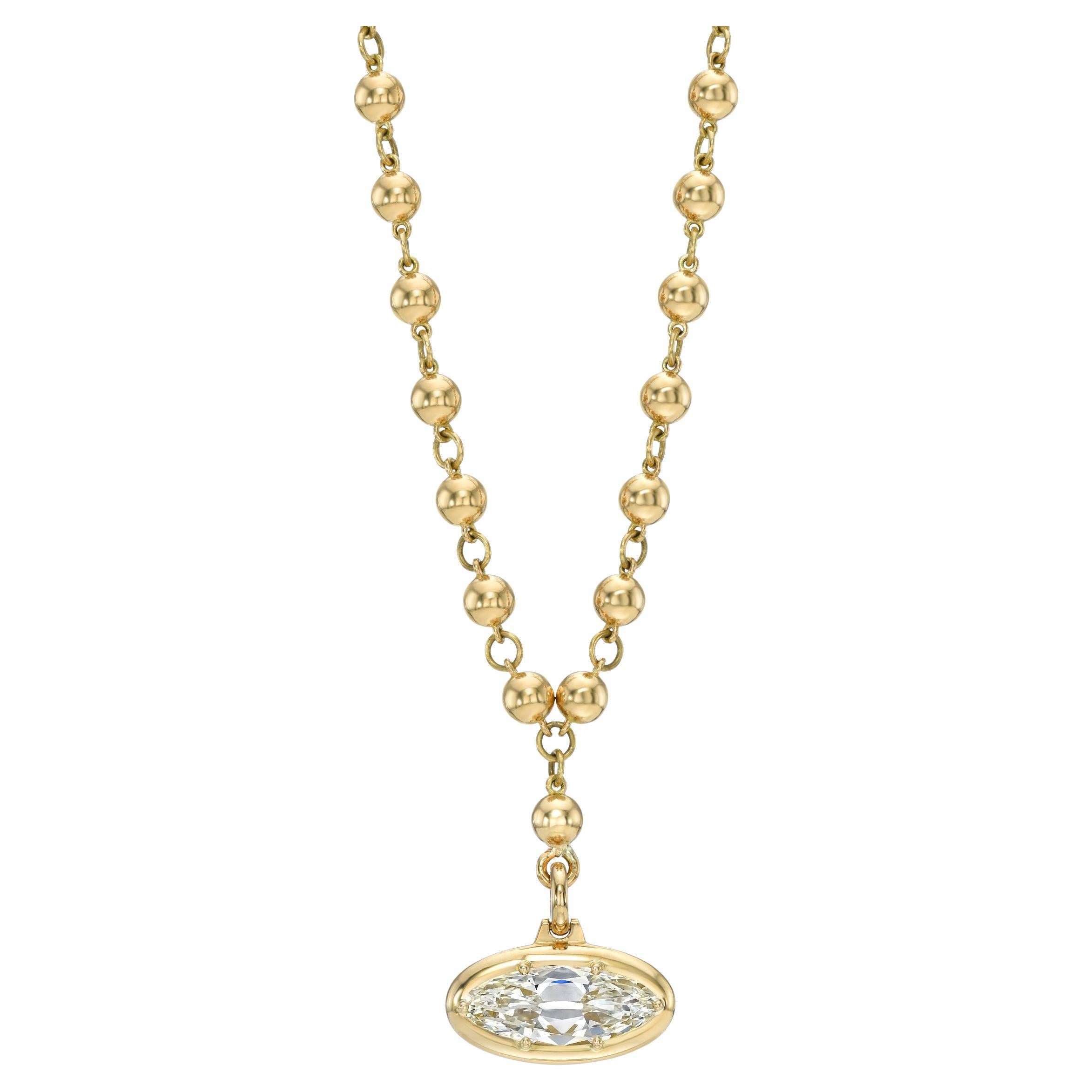 Handcrafted Oval Cobblestone Mixed Diamond Pendant by Single Stone For ...