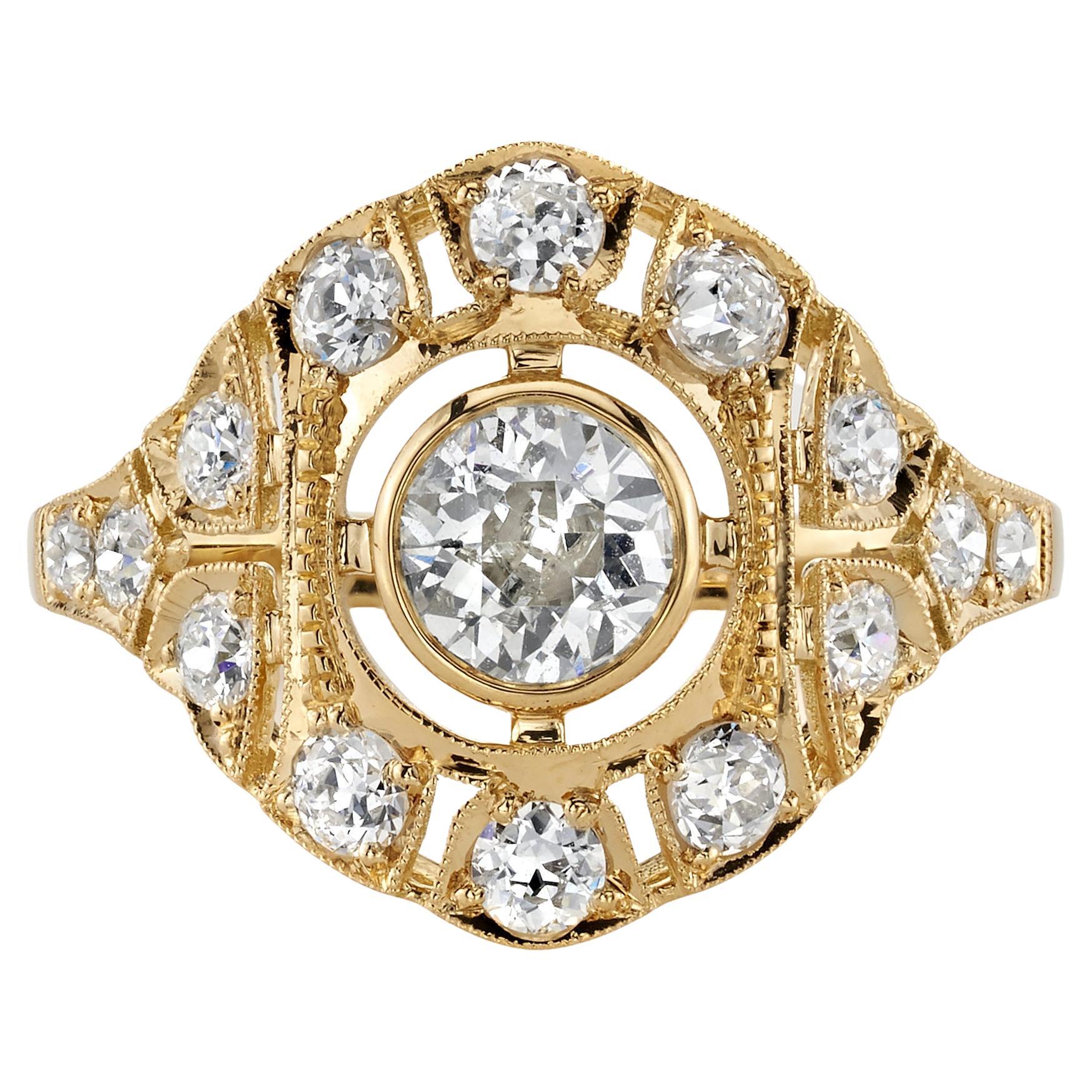 Handcrafted Renee Old European Cut Diamond Ring by Single Stone For ...