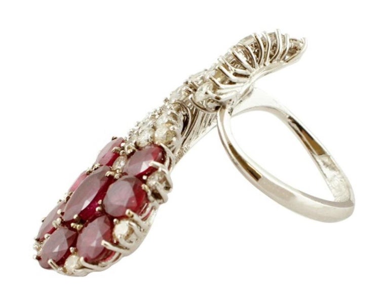 Handcrafted Ring Diamonds and Rubies, White Gold at 1stDibs