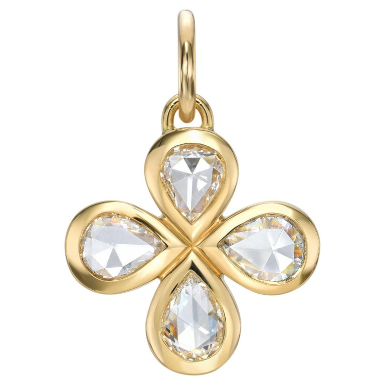 Handcrafted Rosemary Pear Shape Rose Cut Diamond Pendant by Single ...