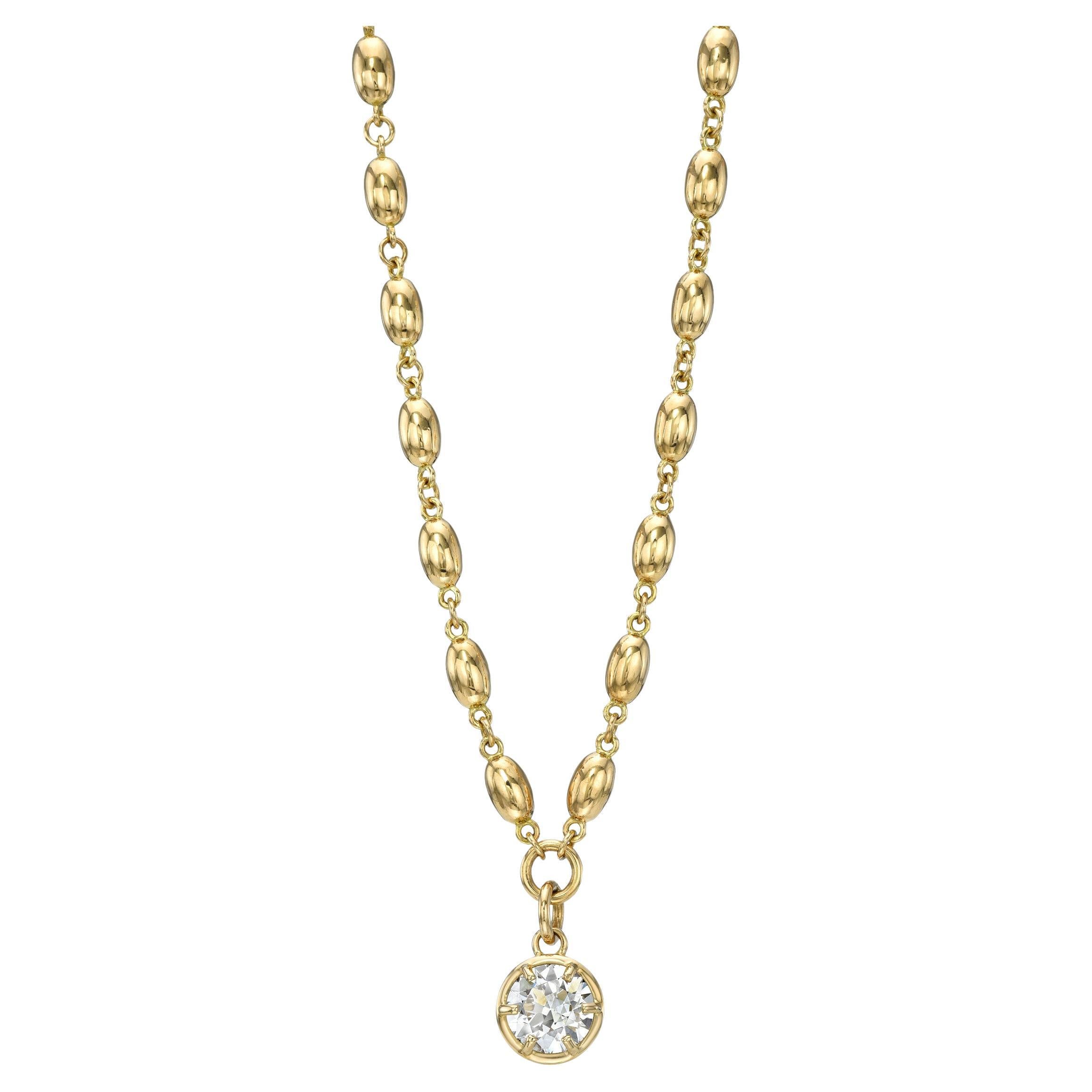 Handcrafted Swallow Old European Cut Diamond Pendant by Single Stone ...