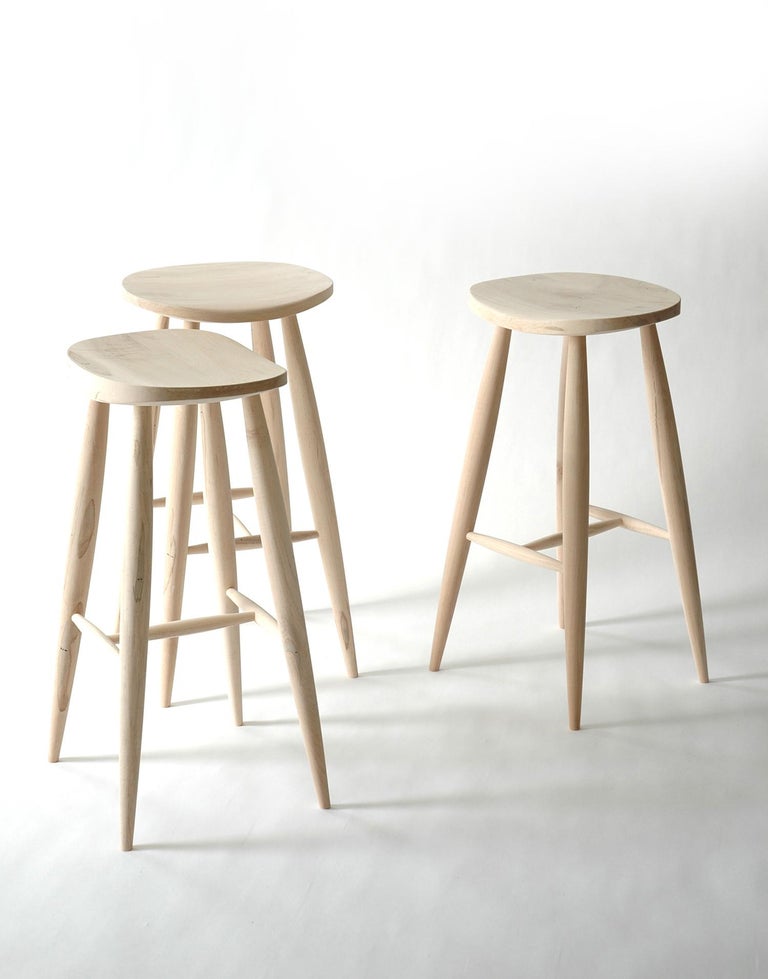 Handcrafted Sculptural Bleached Maple Counter Stool For Sale at 1stDibs ...