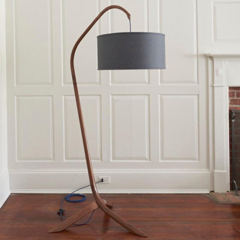 Handcrafted Sculptural Steam Bent Walnut Standing Lamp For Sale at ...
