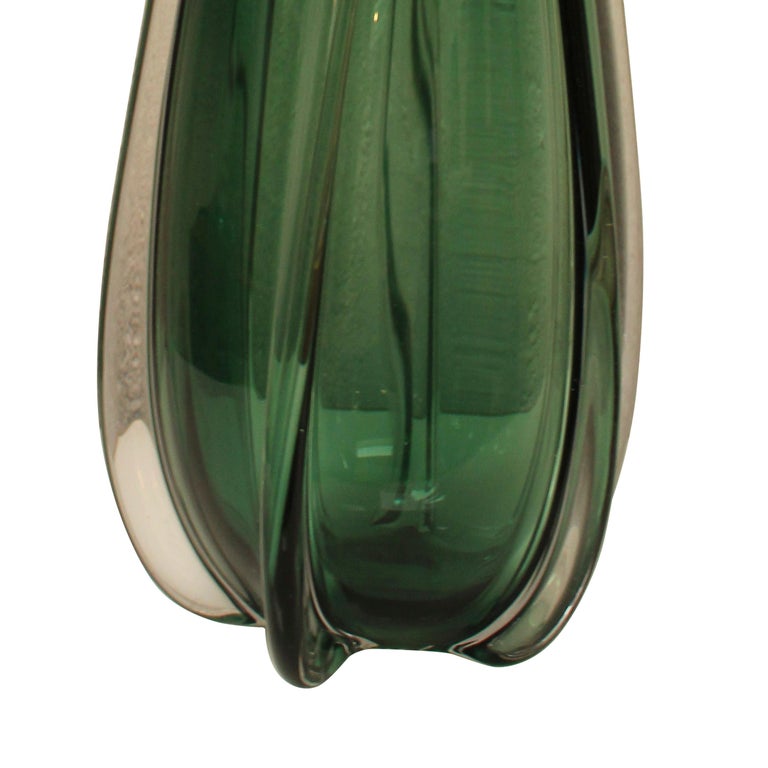 Handcrafted Semi Transparent Dark Green Glass Vase, Italy, 2023 For ...