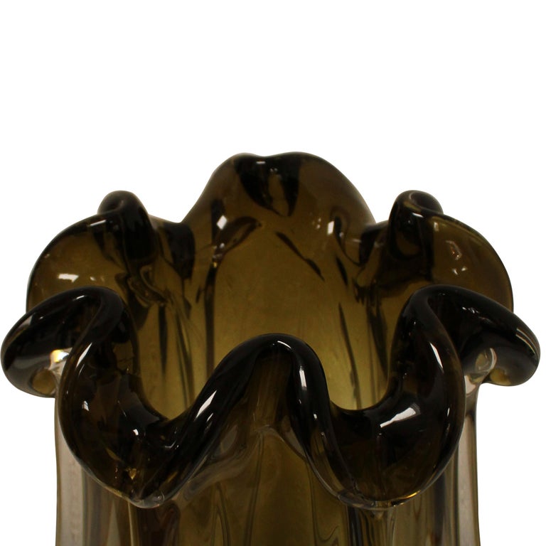 Handcrafted Semi Transparent Olive Color Glass Vase, Italy, 2023 For ...