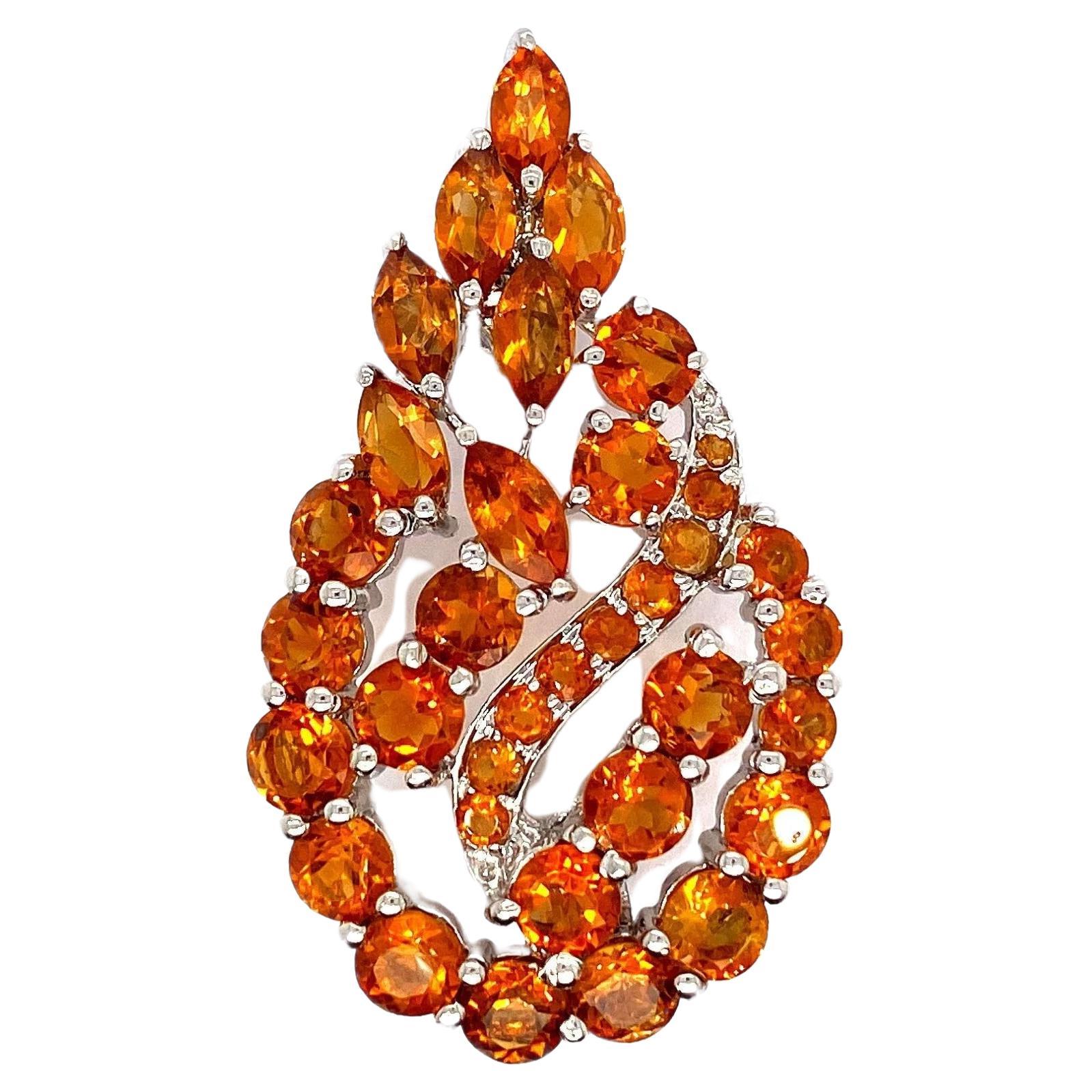 Handcrafted Silver Statement Brooch with Citrine Gemstone, Unisex ...