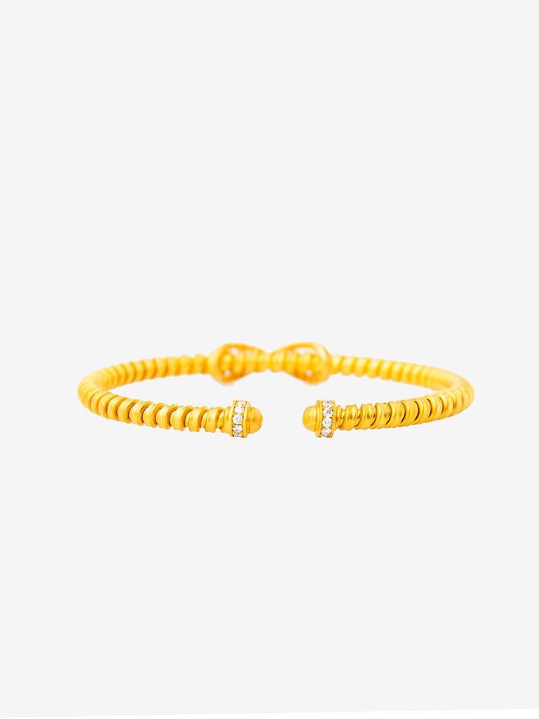 Handcrafted Single Infinity Sign 22K Gold Bracelet with Diamonds For ...