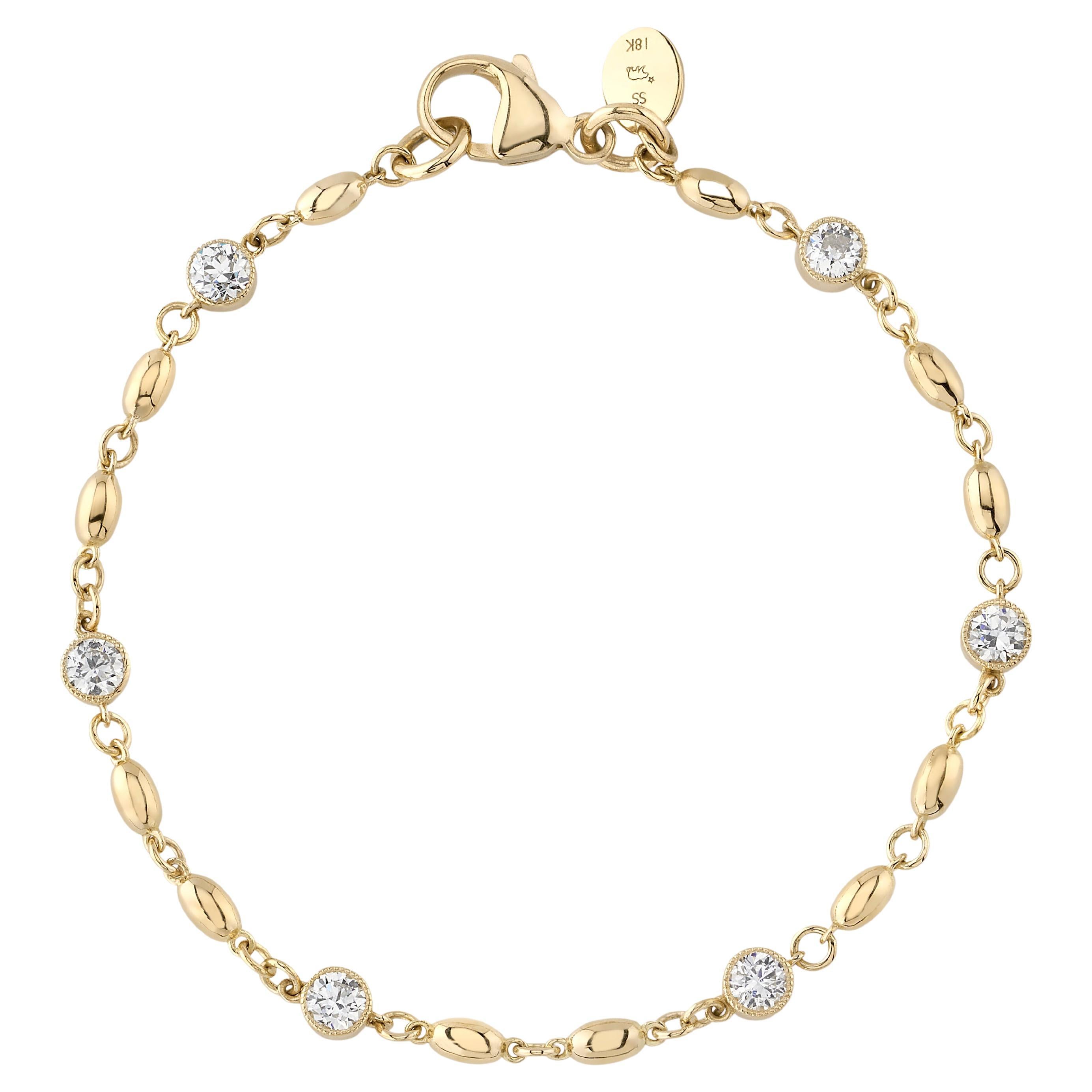 Handcrafted Arielle European Cut Diamond Bracelet by Single Stone For ...