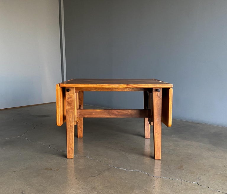 Handcrafted Solid Wood Drop Leaf Dining or Writing Table, 1980's For Sale at 1stDibs