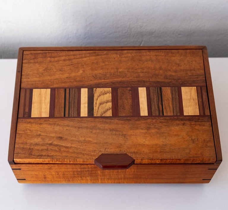 Handcrafted Studio Mixed Exotic Wood Jewelry Box For Sale at 1stDibs ...