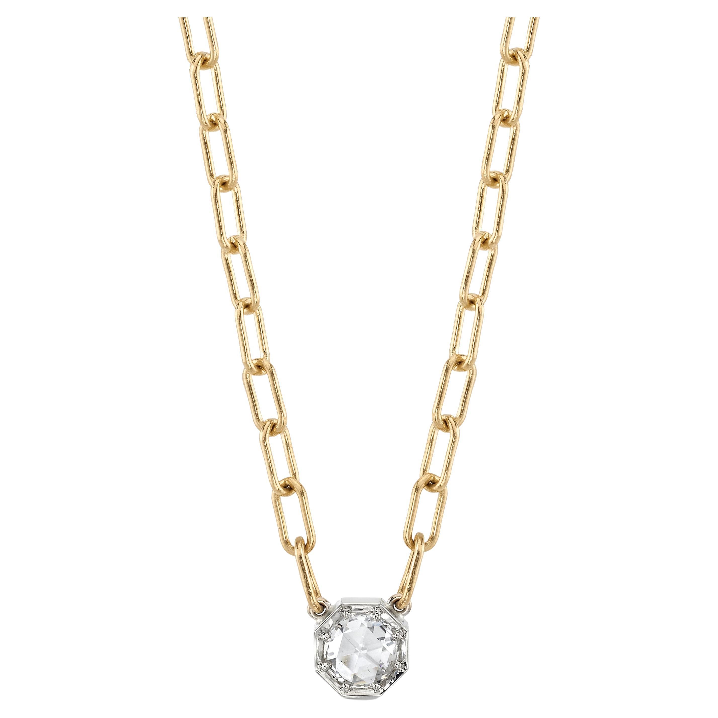 Handcrafted Kendall Rose Cut Diamond Necklace by Single Stone For Sale ...