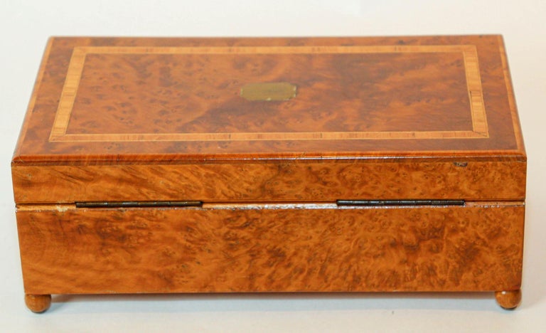 Handcrafted Swiss Burl Wood Music Jewelry Box For Sale at 1stDibs