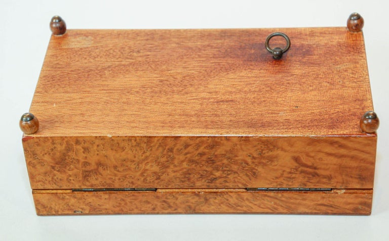 Handcrafted Swiss Burl Wood Music Jewelry Box For Sale at 1stDibs