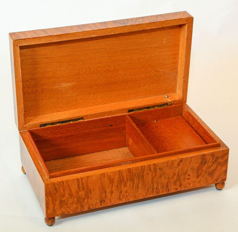 Handcrafted Swiss Burl Wood Music Jewelry Box For Sale at 1stDibs