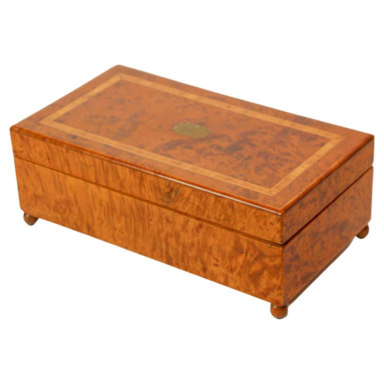 Handcrafted Swiss Burl Wood Music Jewelry Box For Sale at 1stDibs