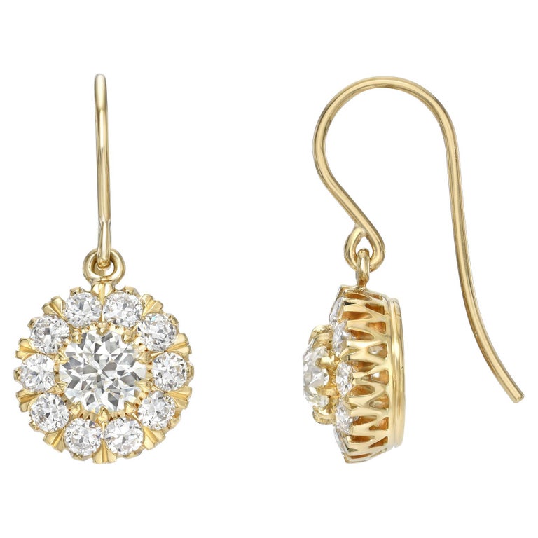 Handcrafted Talia Old European Cut Diamond Drop Earrings by Single ...