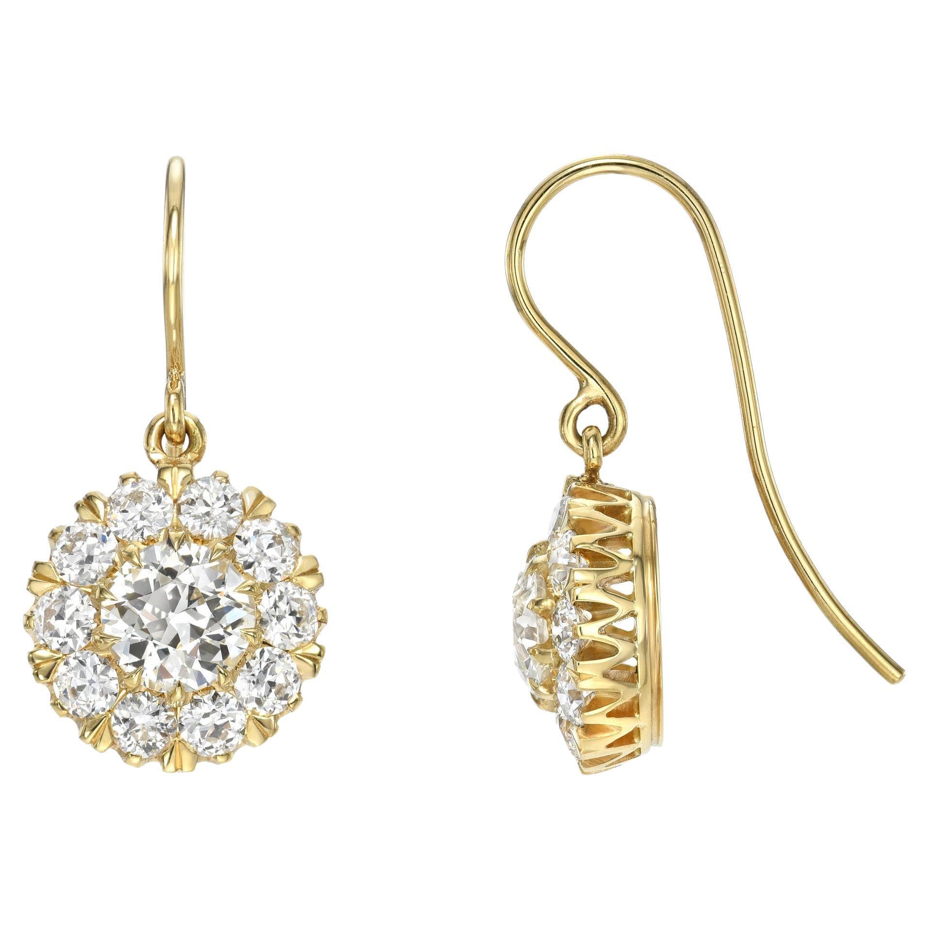 Antique Diamond Silver Gold Single-Stone Earrings at 1stDibs | single ...