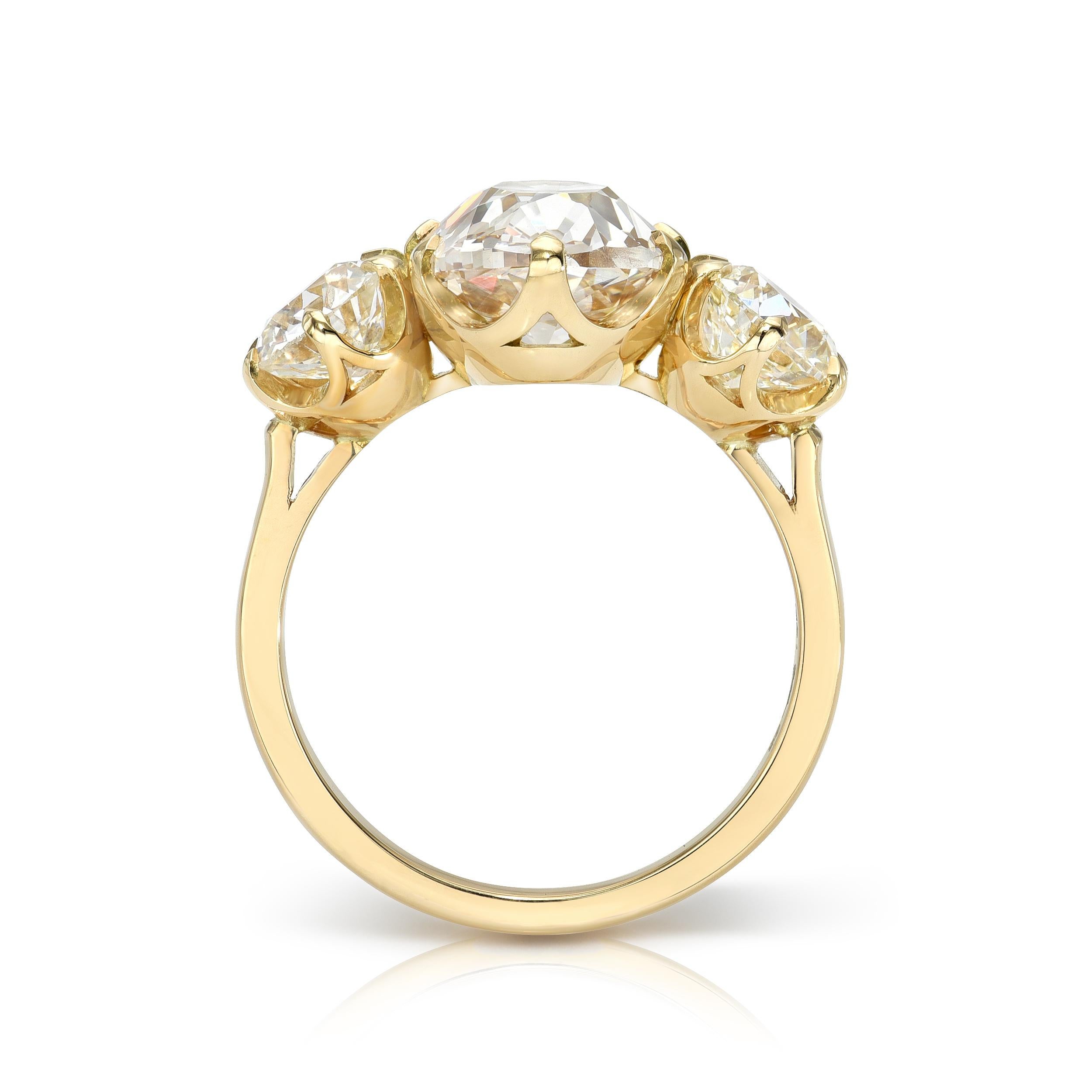 Handcrafted Three Stone GIA Mixed Cut Diamond Ring by Single Stone For ...
