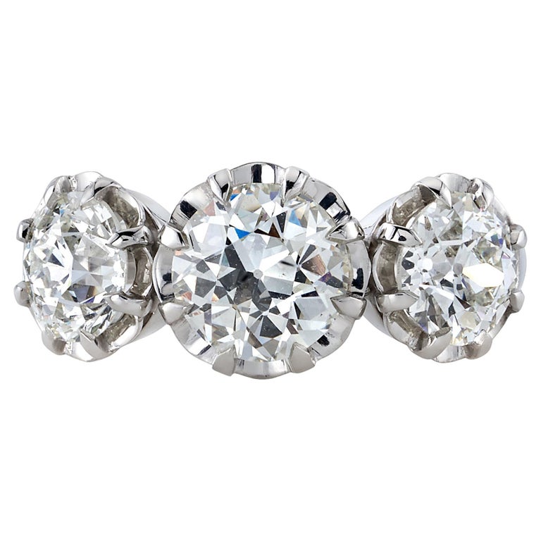 Handcrafted Three Stone Jolene Old European Cut Diamond Ring by Single ...