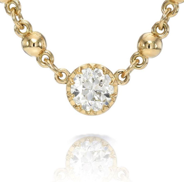 Handcrafted Three Stone Rosalina Old Mine Cut Diamond Necklace by ...