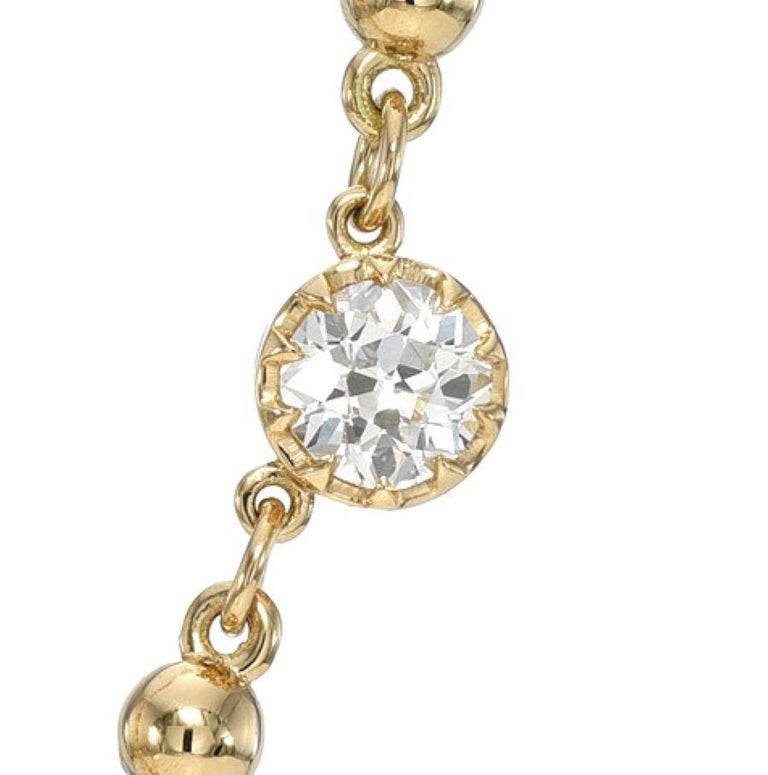 Handcrafted Three Stone Rosalina Old Mine Cut Diamond Necklace by Single Stone For Sale at 1stDibs